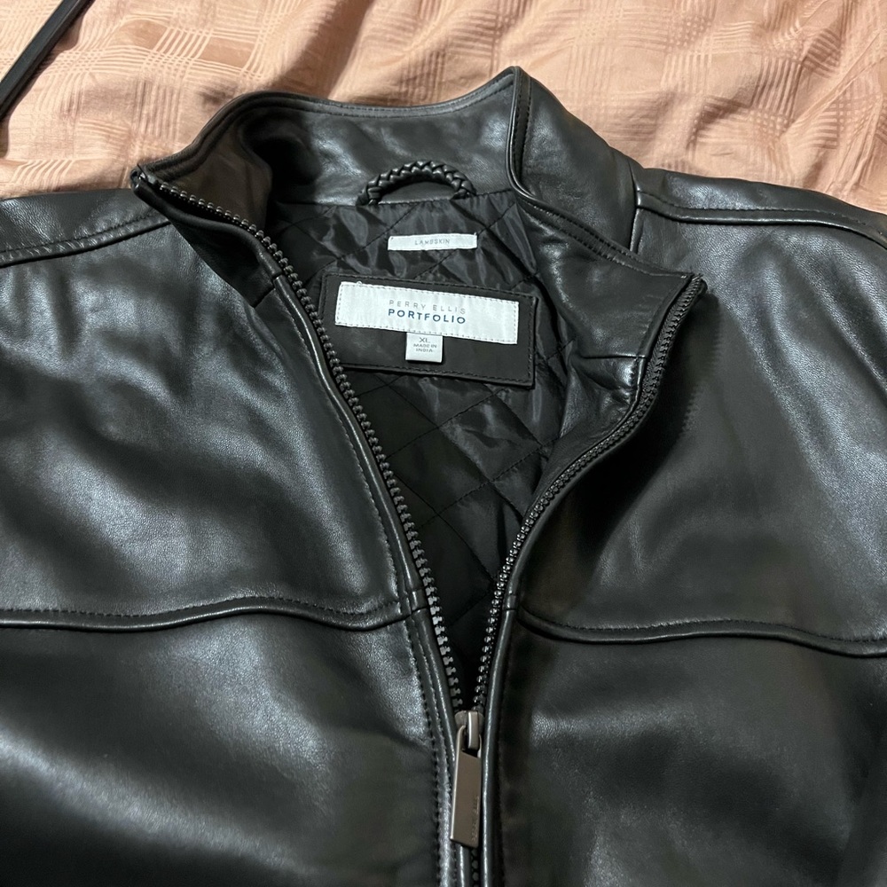 Perry Ellis Lambskin Black Leather Jacket. Very Soft … - Gem